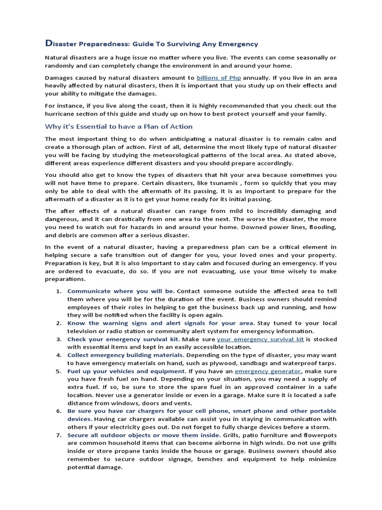 Essential Guide to Disaster Preparedness | PDF | Natural Disasters ...