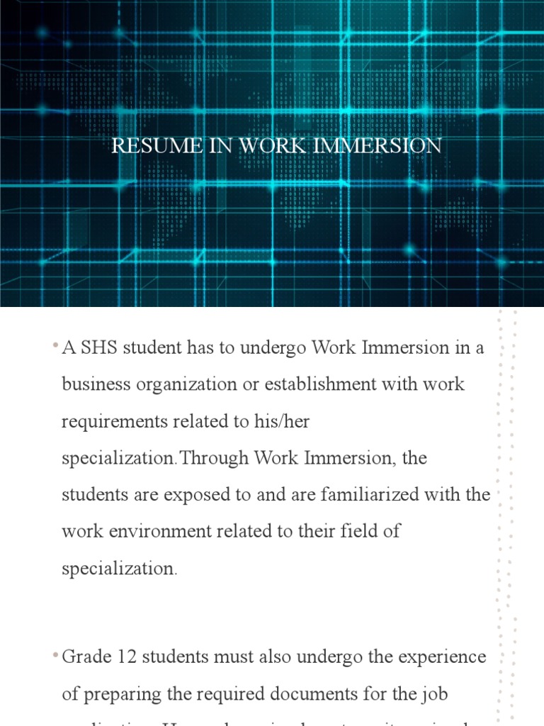 Resume in Work Immersion | PDF