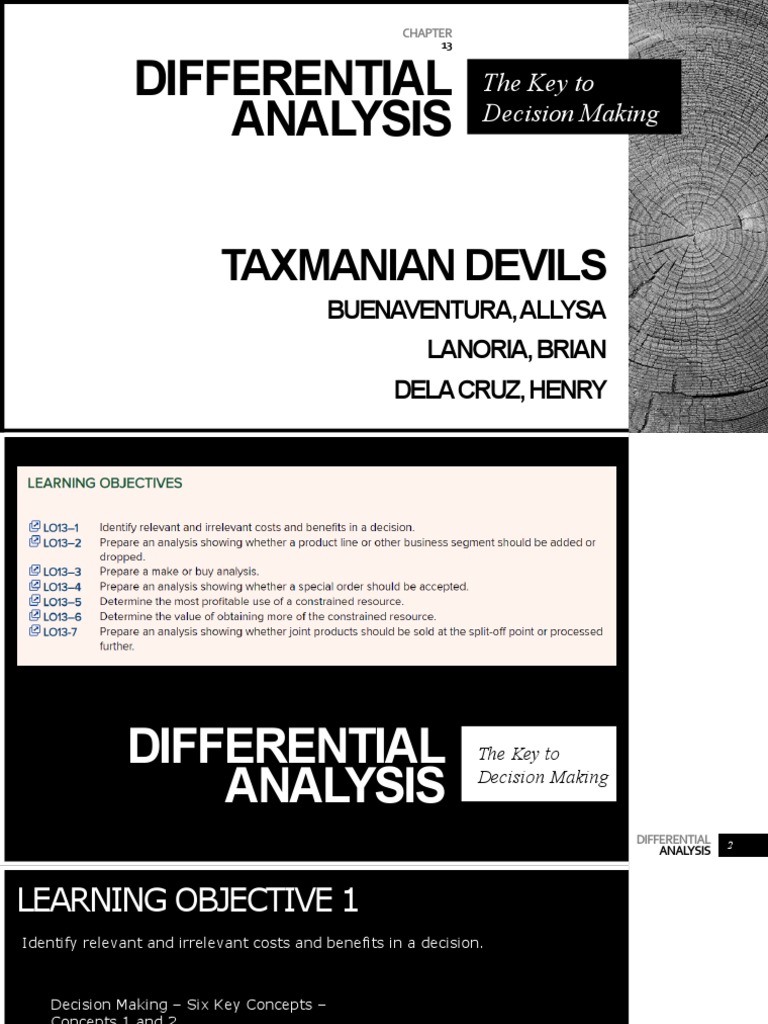 Differential Analysis: Taxmanian Devils | PDF | Decision Making | Economies Of Scale