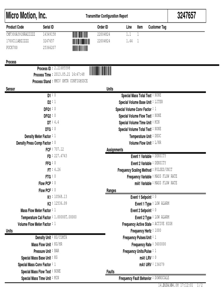 Micro Motion, Inc | PDF | Flow Measurement | Density