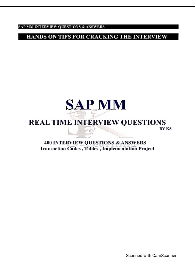 SAP MM Real Time Interview Question | PDF