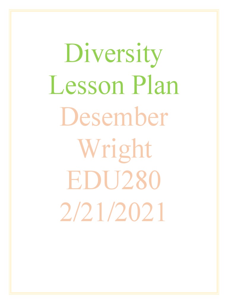 Diversity Lesson Plan | PDF | Lesson Plan | Pedagogy