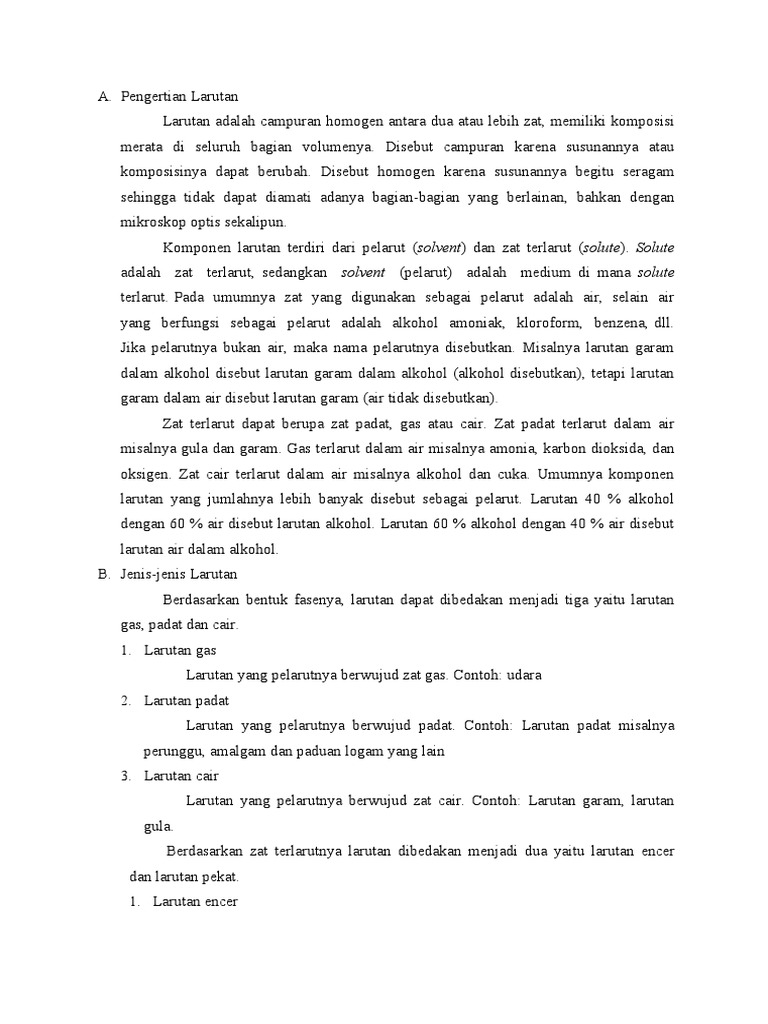 Pengertian Larutan | PDF