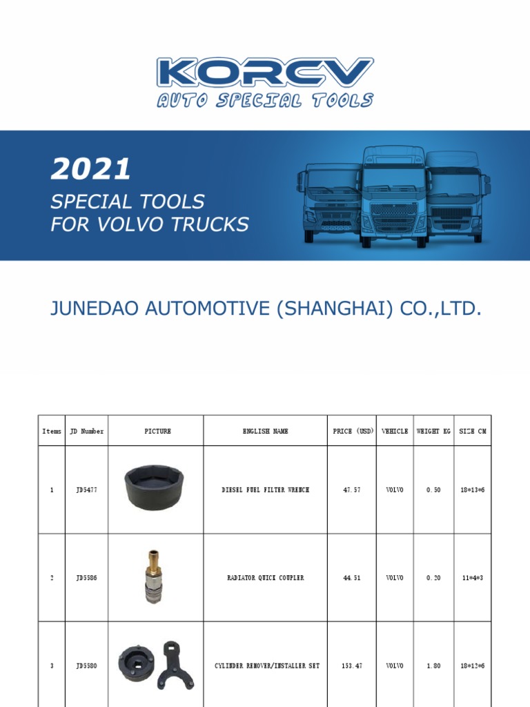 Volvo Special Tools 2021 | PDF | Axle | Wheeled Vehicles