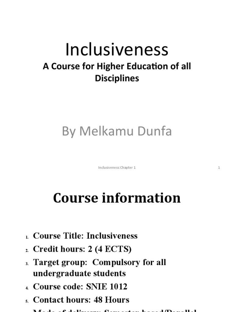 Presentation On Inclusiveness Chapter 1 | PDF | Intellectual Disability ...