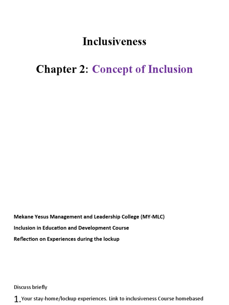 Presentaion On Inclusiveness Chapter 2 | PDF | Inclusion (Education ...