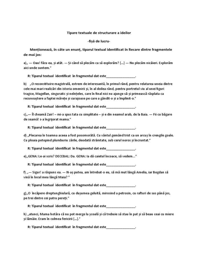 Tipare Textuale de Structurare A Ideilorfisa de Lucru | PDF