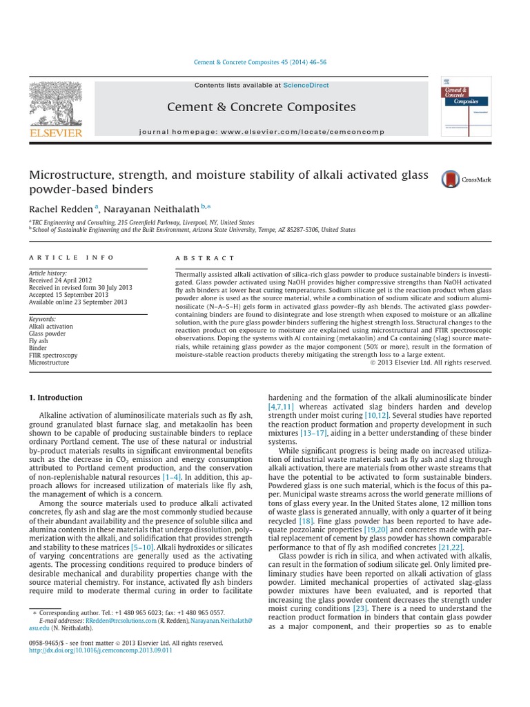Cement & Concrete Composites: Rachel Redden, Narayanan Neithalath | PDF ...