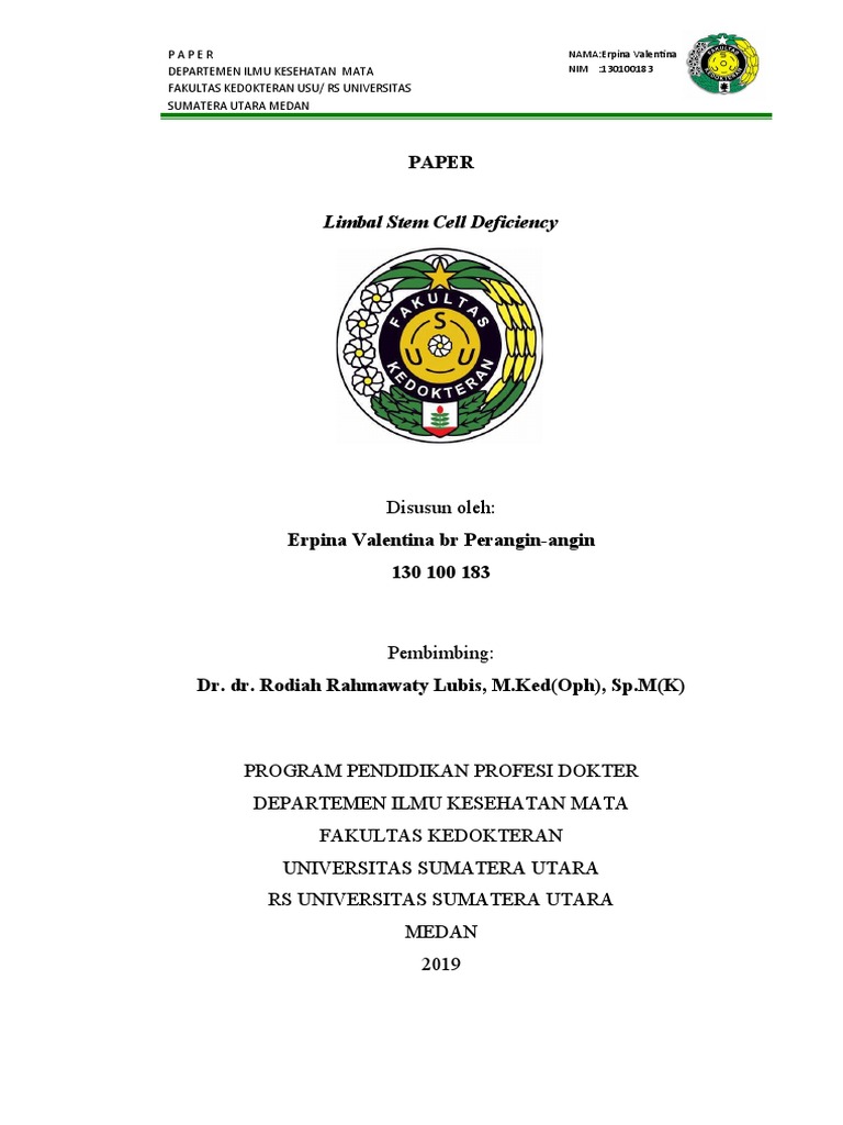 Paper: Limbal Stem Cell Deficiency | PDF | Griya & Taman | Kesehatan ...