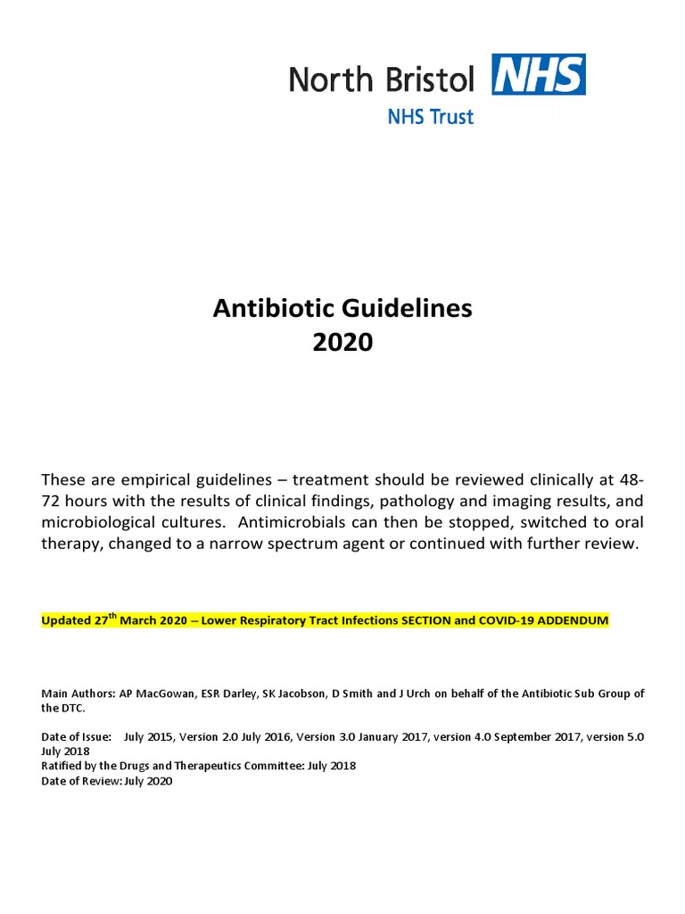 Antibiotic Guidelines (2020) - 0 | PDF | Pneumonia | Urinary Tract ...