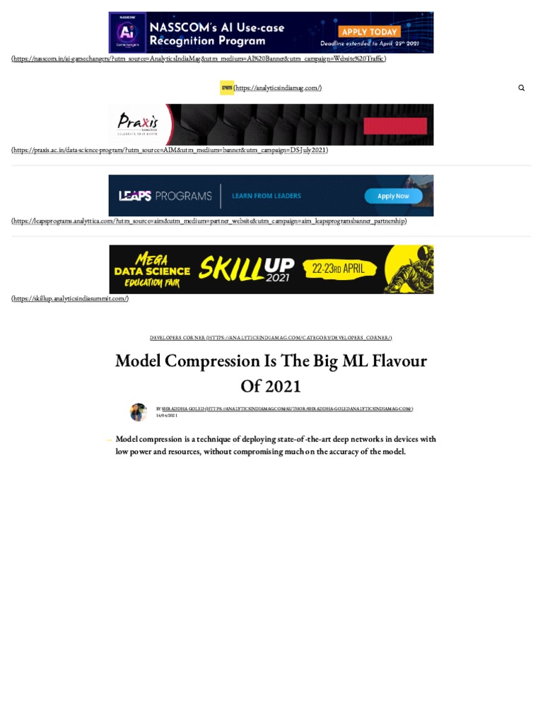 Model Compression Is The Big ML Flavour of 2021 | PDF | Artificial ...