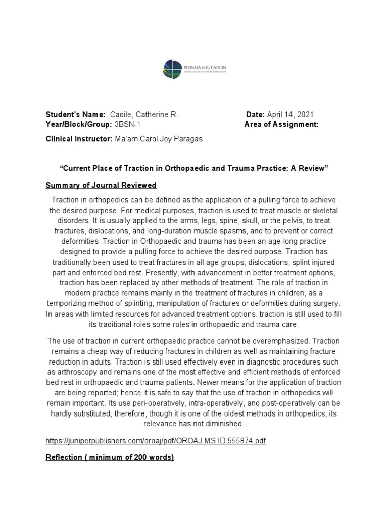 TRACTION | PDF | Orthopedic Surgery | Diseases And Disorders