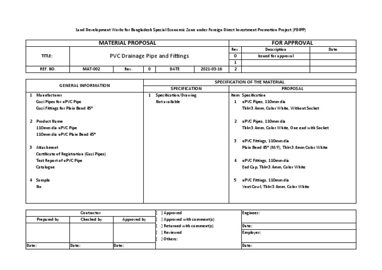 MAT-009 PVC Drainage PipeX | PDF | Polyvinyl Chloride | Specification ...