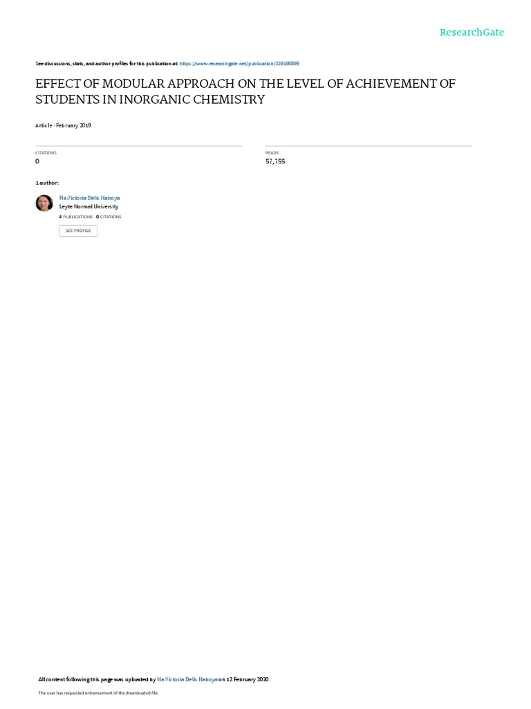 Effect of Modular Approach On The Level of Achievement of Students in ...