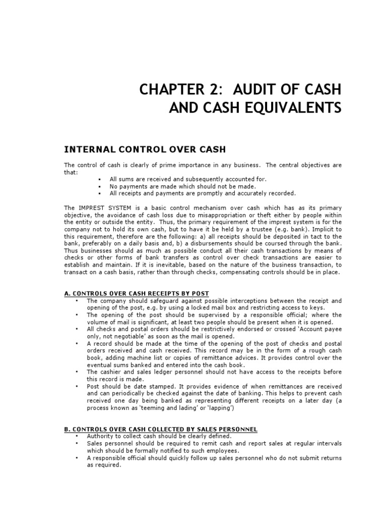 Cash Audit Controls and Procedures | PDF | Cheque | Deposit Account