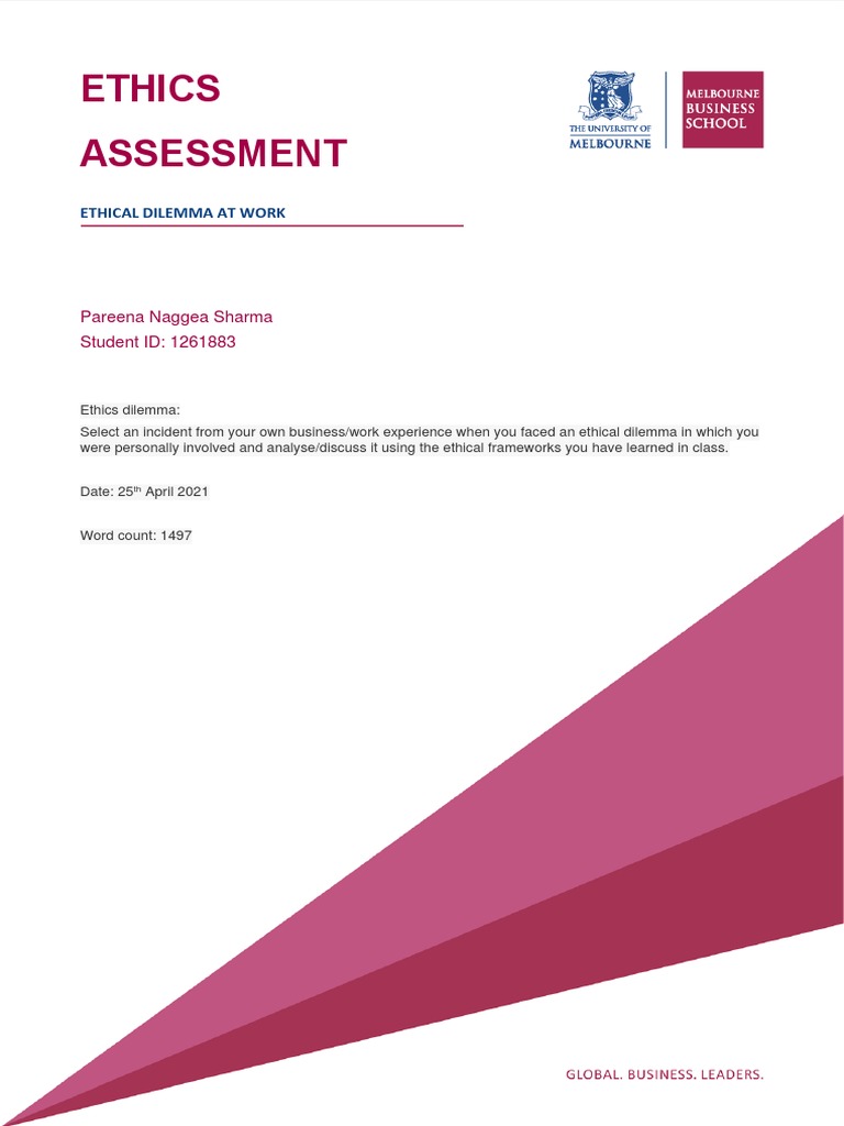 Ethics Assessment: Ethical Dilemma at Work | PDF | Integrity | Social ...