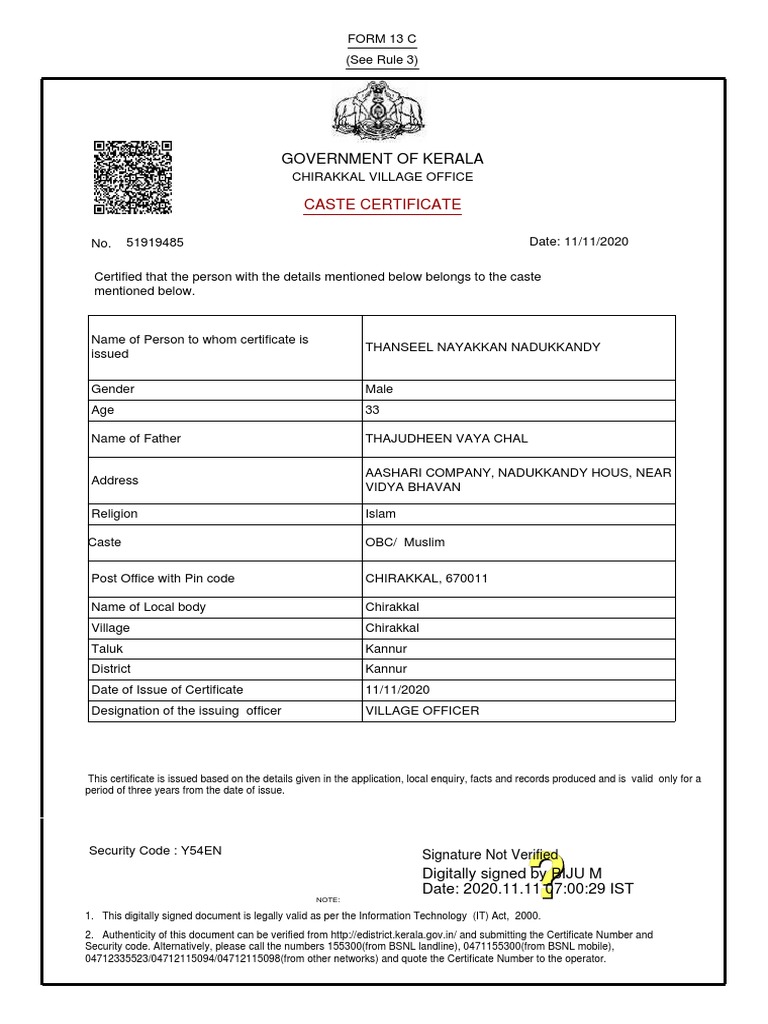 Caste Certificate | PDF | Cryptography | Authentication