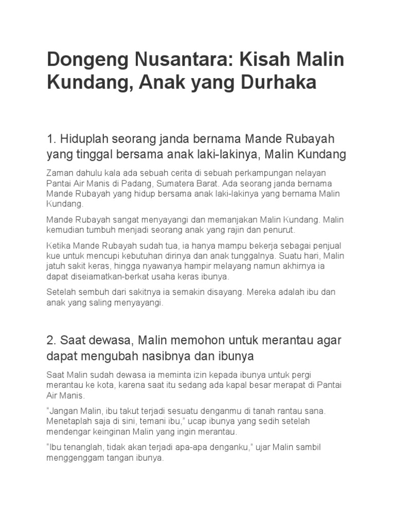Dongeng Nusantara Malin Kundang Pdf