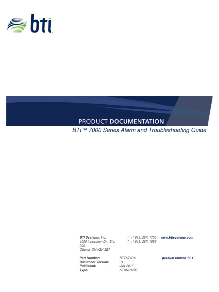 BTI 7000 Troubleshooting Guide | PDF | Telecommunications | Computer ... BTI 7000 Troubleshooting Guide | PDF | Telecommunications | Computer ...