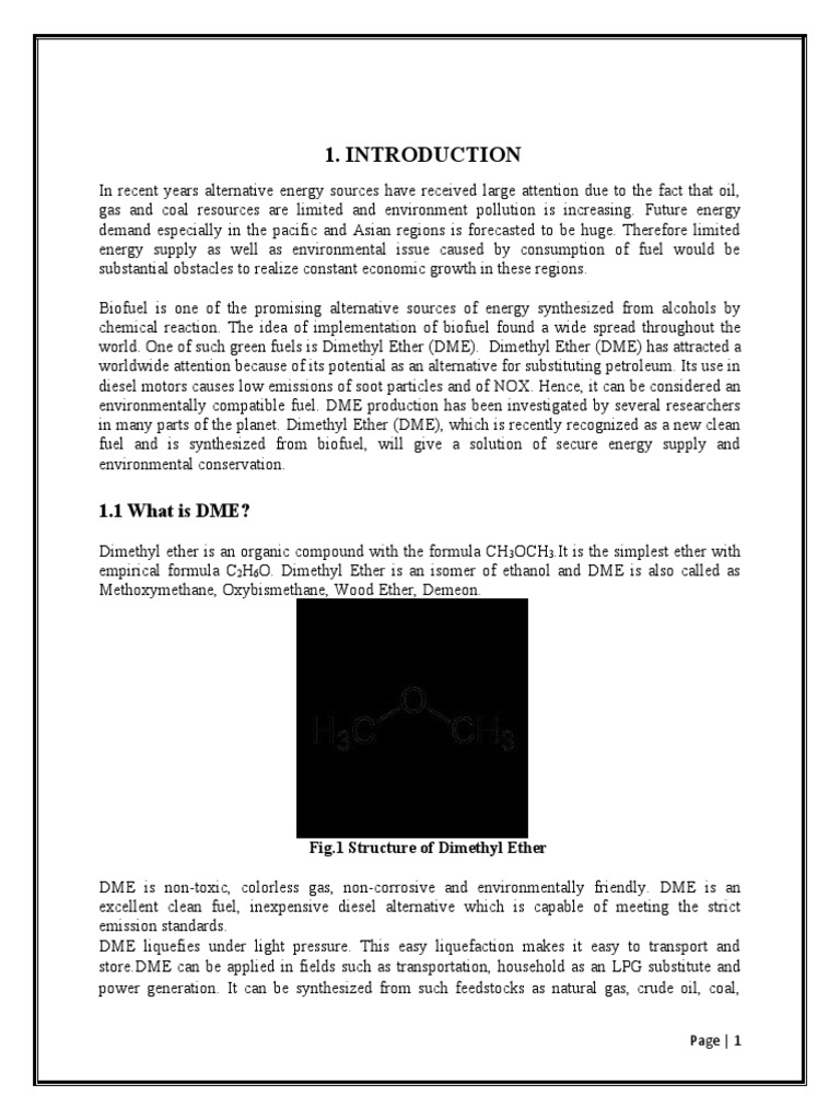 Dme Report Word Own LATEST | PDF | Chemical Process Engineering | Fuels