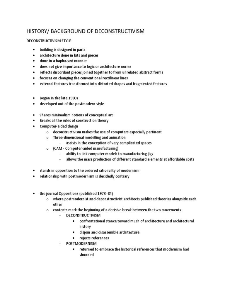 Deconstructivism in Architecture | PDF | Movements | Theories Of Aesthetics