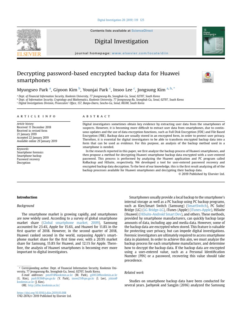 Digital Investigation: Myungseo Park, Giyoon Kim, Younjai Park, Insoo ...