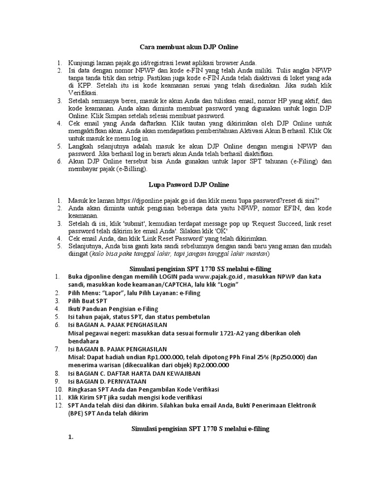 Cara Membuat Akun DJP Online | PDF