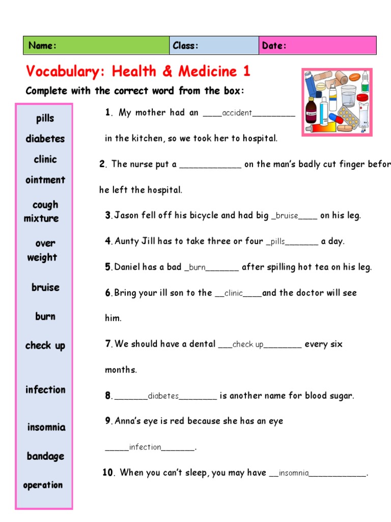 Health & Medicine Vocabulary Exercises | PDF