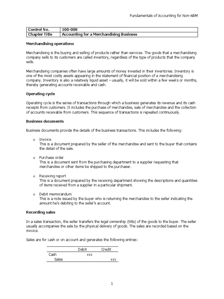 Accounting Basics for Merchandising Businesses | PDF | Discounts And ...