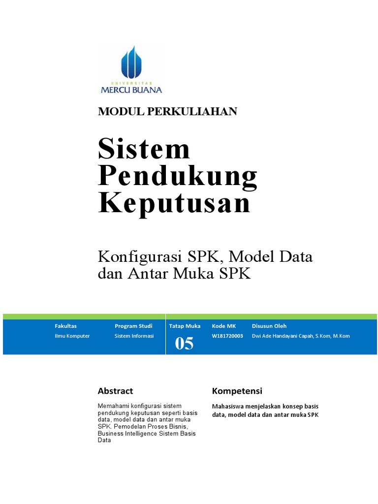 Konfigurasi SPK dan Model Data dalam DSS | PDF | Bisnis