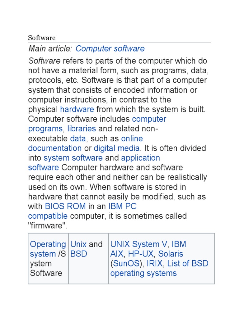 Main Article: Software Refers To Parts of The Computer Which Do | PDF ...