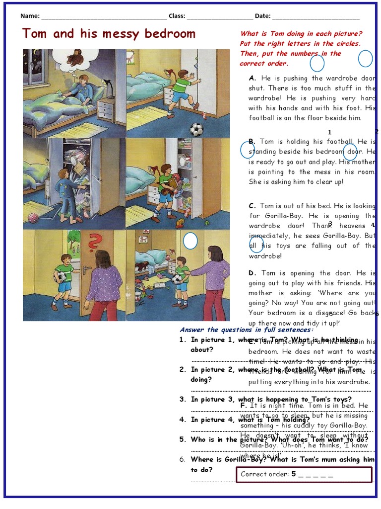 sequencing-activity-toms-messy-bedroom-reading-comprehension-exercises ...