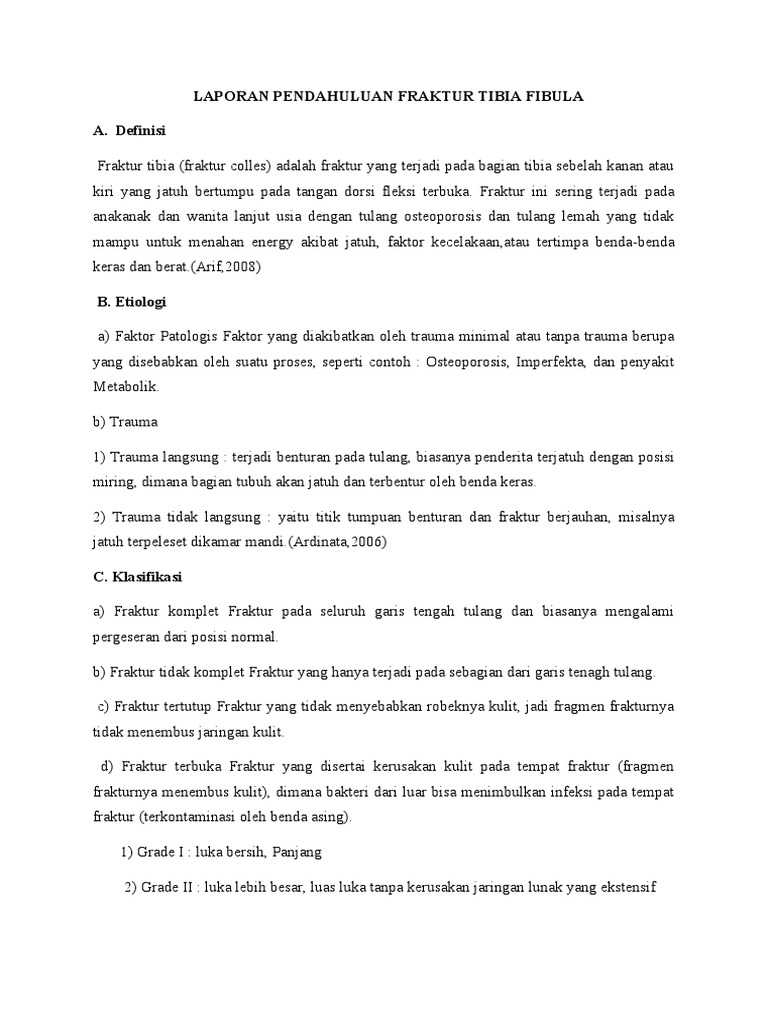 Laporan Pendahuluan Fraktur Tibia Fibula | PDF