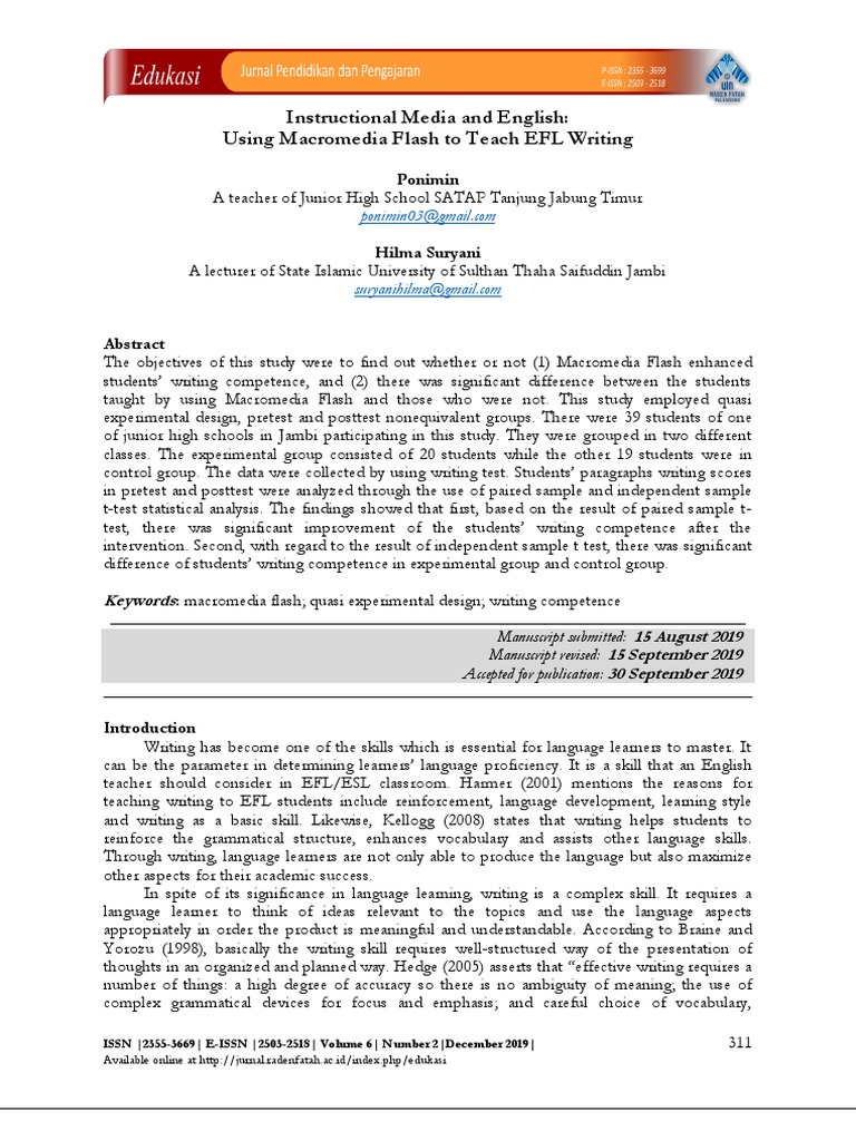 Enhancing EFL Students' Writing Skills Through Multimedia: An Experimental Study on the Effect ...