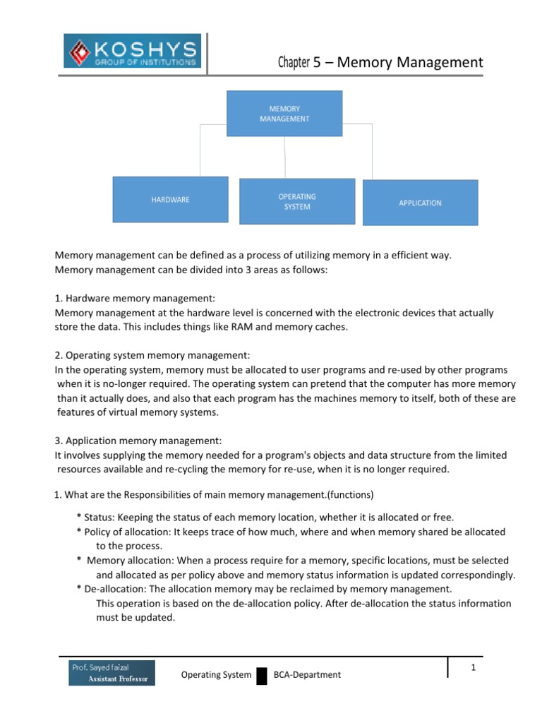 Memory Management in OS | PDF | Computer Data Storage | Process (Computing)