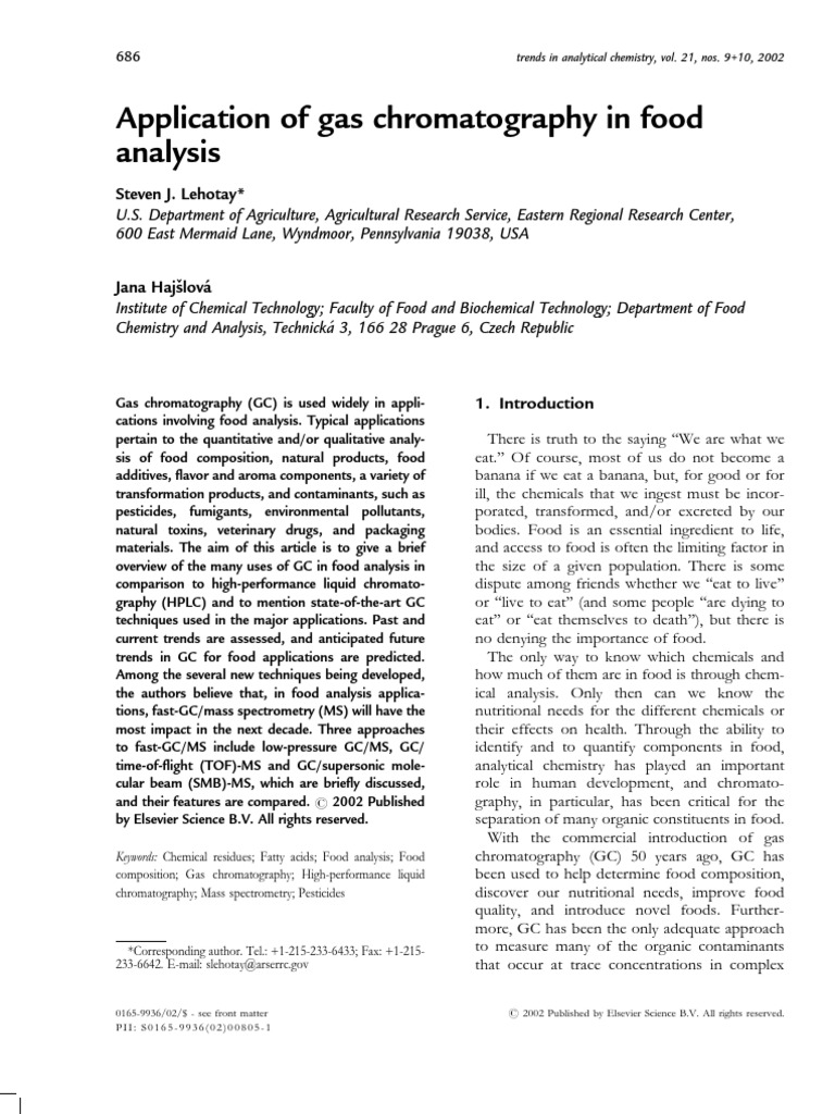 Gas Chromatography in Food Analysis | PDF | Gas Chromatography | Gas ...