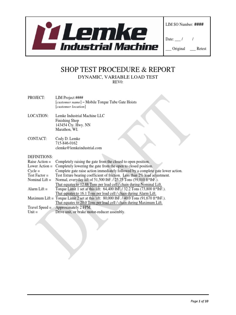Dynamic Variable Load Test Report | PDF | Elevator | Machines