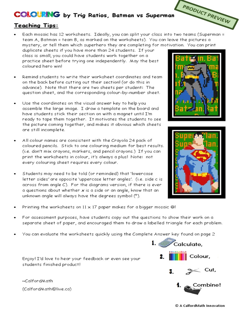 By Trig Ratios, Batman Vs Superman Teaching Tips:: © A Calfordmath ...