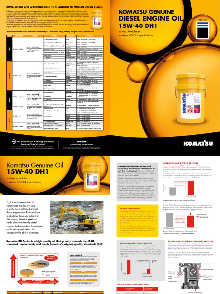 Diesel Engine Oil - Komatsu | PDF | Motor Oil | Exhaust Gas