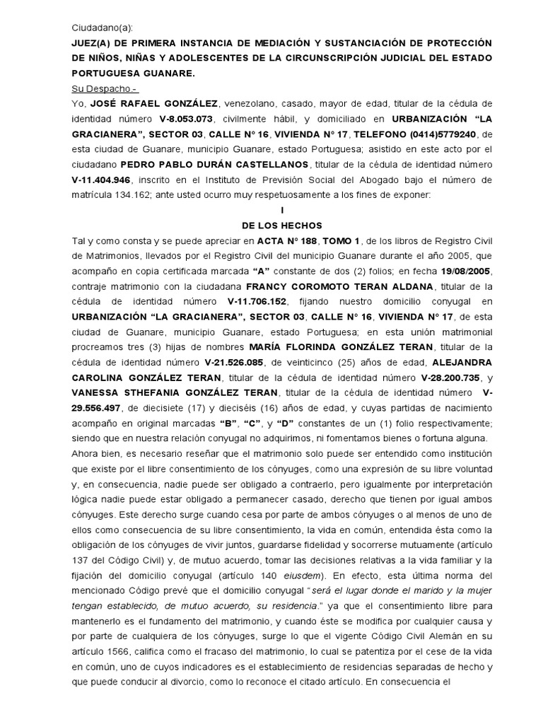 Divorcio de Jose Rafael Gonzalez | PDF | Divorcio | Matrimonio