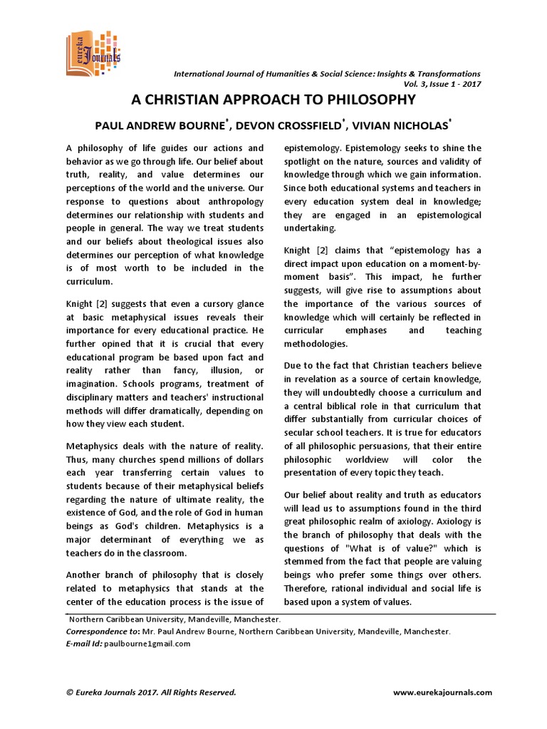 A Christian Approach To Philosophy | PDF | Metaphysics | Epistemology