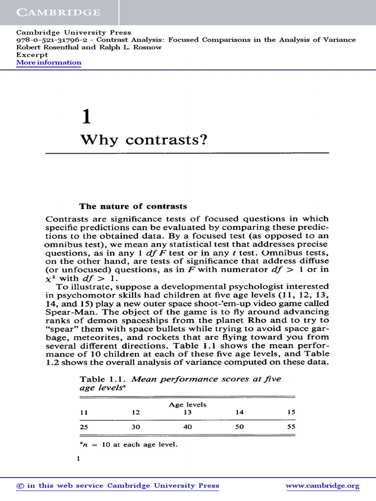 Contrast Analysis: Focused Comparisons in The Analysis of Variance ...