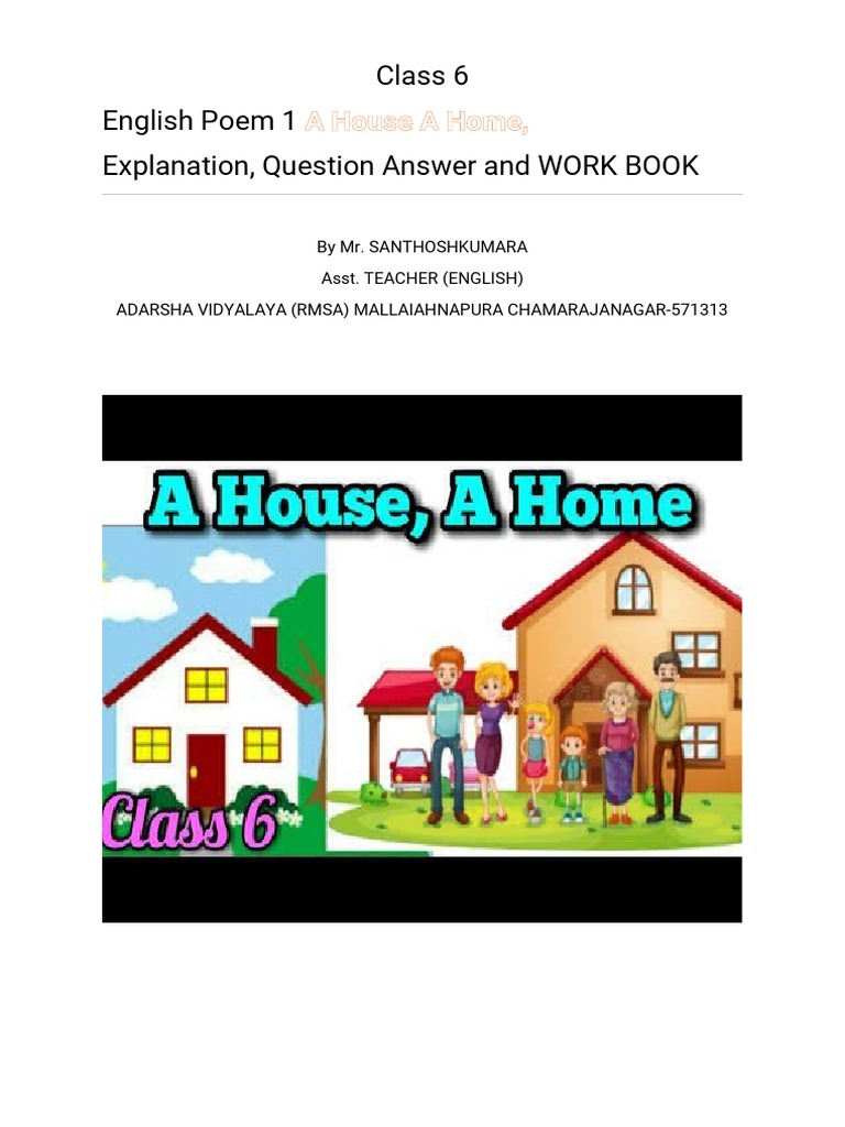 Class 6 English Poem 1 Explanation, Question Answer and WORK BOOK | PDF ...