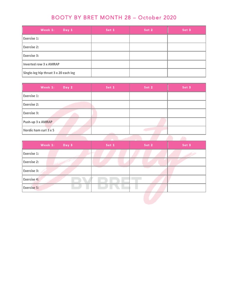 BBB Month 28 Workout Log | PDF | Limbs (Anatomy) | Dance Science