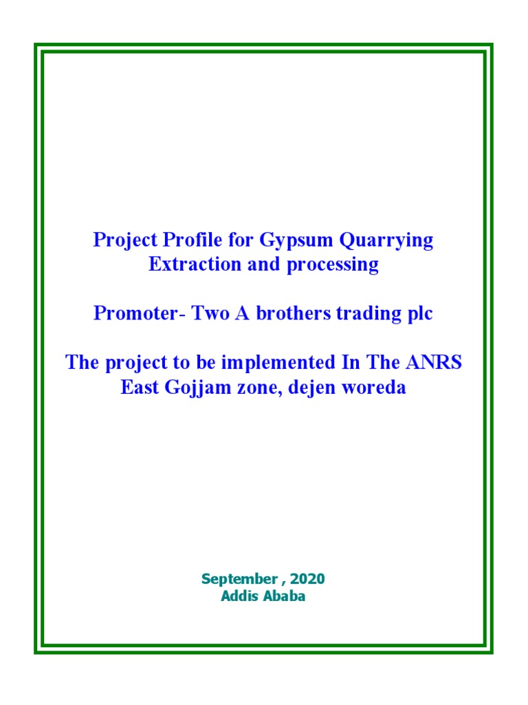 Gypsum Quarrying Project Profile in Ethiopia | PDF | Economic Growth ...