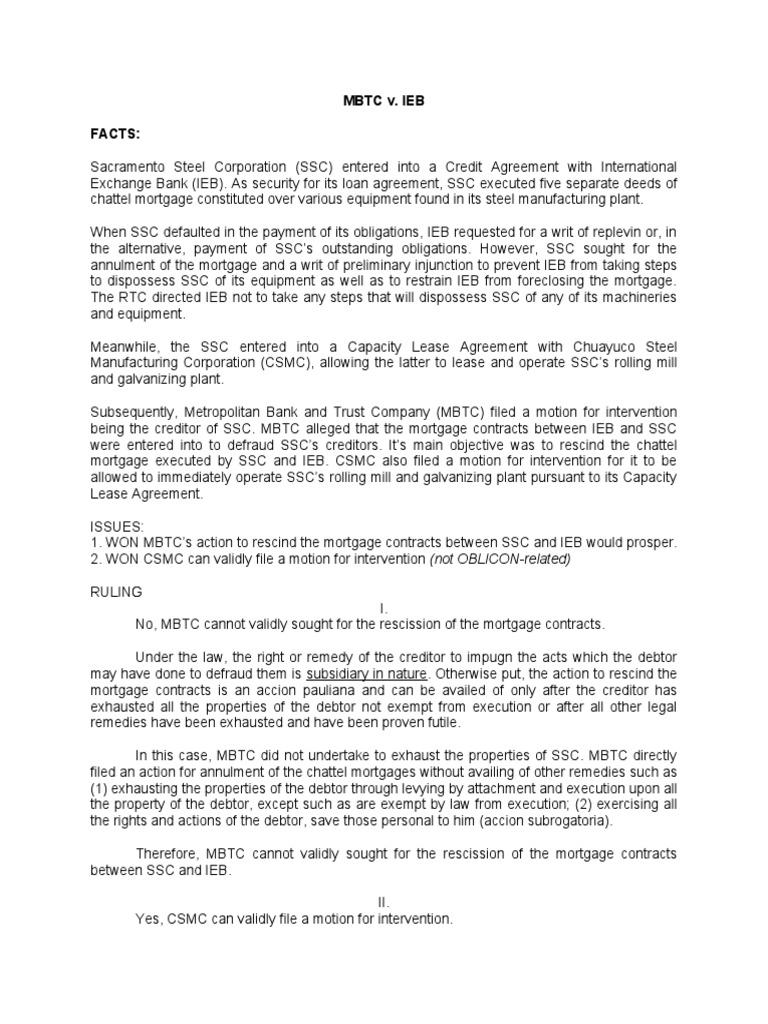 MBTC v. IEB | PDF | Mortgage Law | Foreclosure