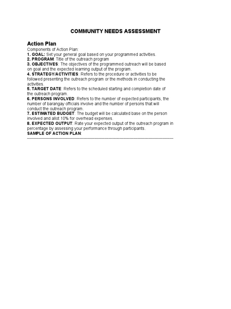 Community Needs Assessment Action Plan | PDF | Needs Assessment | Human ...