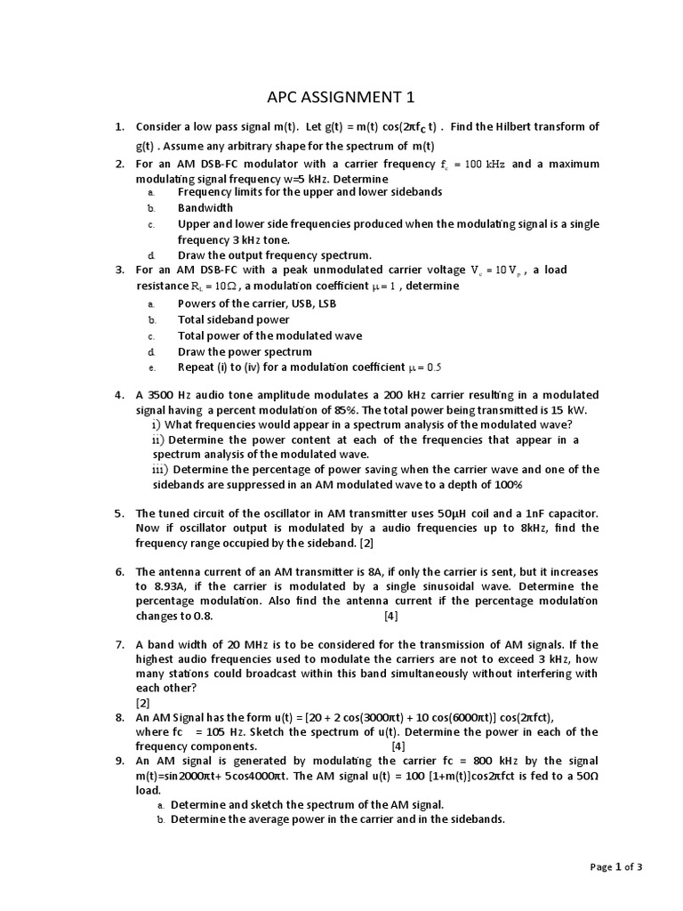 Apc Assignment 1: F 100 KHZ A. B. C. D. R 10 1 A. B. C. D. E. 0.5 | PDF | Sound Production ...