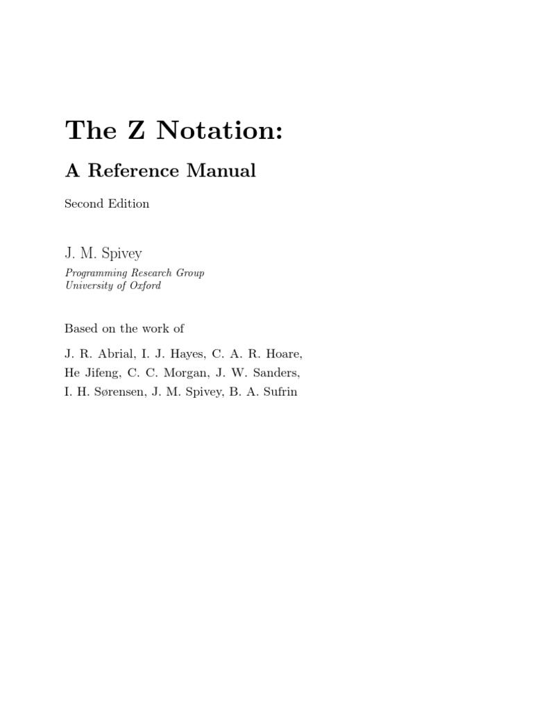 Z Notation Pdf Programming Language Specification Technical Standard