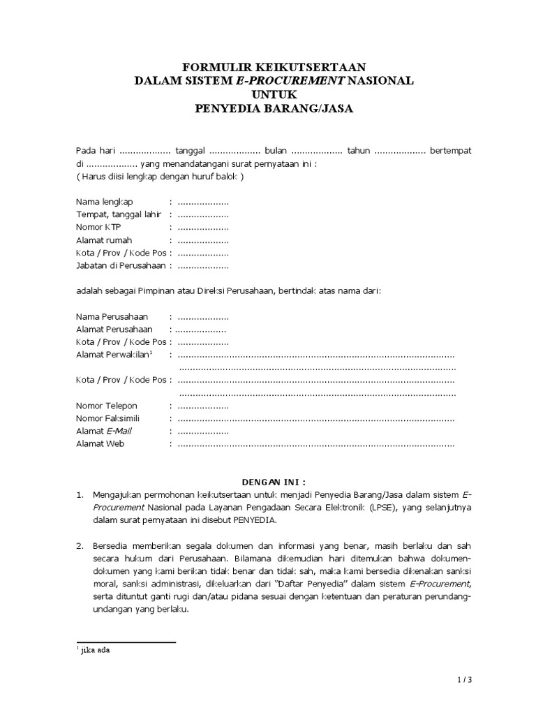 Surat Permohonan LPSE | PDF